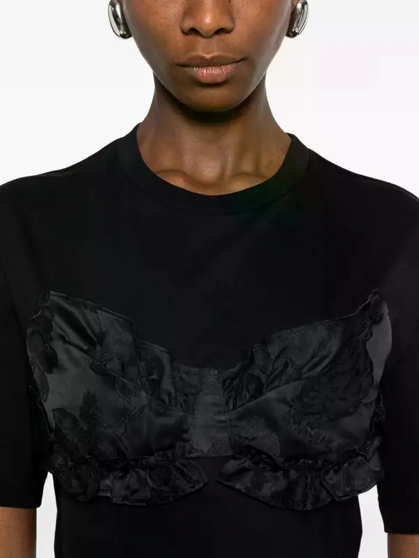 Simone Rocha Ruffled Satin-panel T-shirt