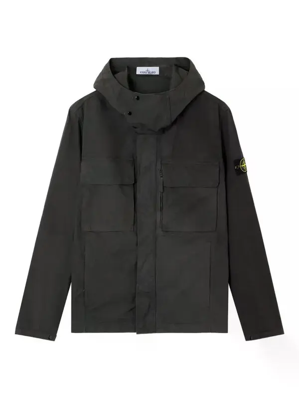 Stone Island Hooded Patch-pocket Jacket - Black