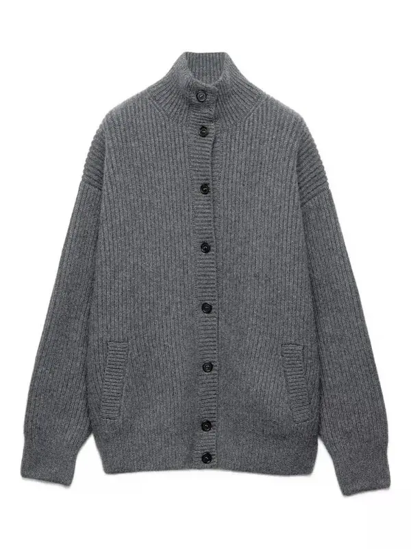 Prada Cashmere Cardigan With Elbow Patches - Grey