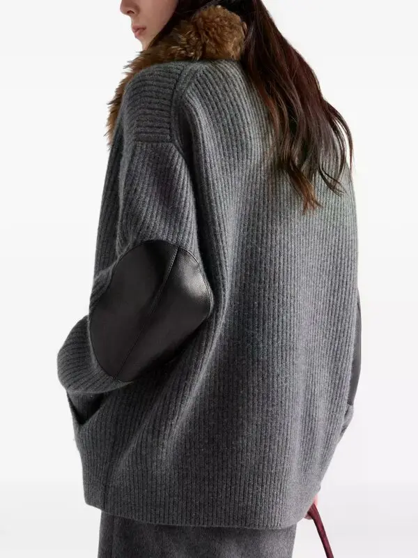 Prada Cashmere Cardigan With Elbow Patches - Grey