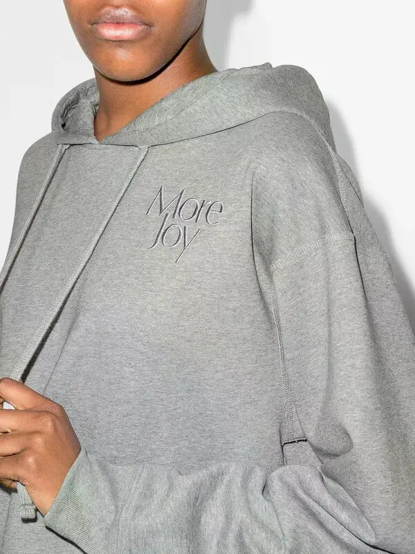 MORE JOY Cropped Embroidered Hoodie