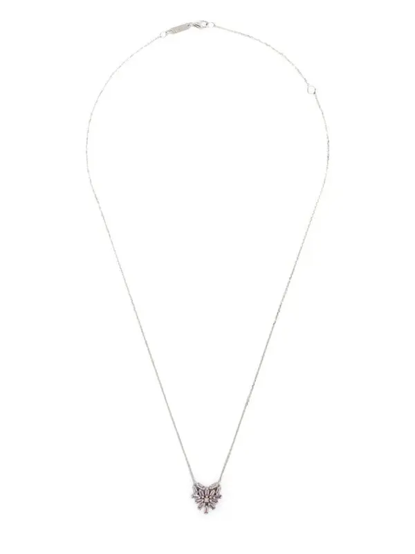 SUZANNE KALAN 18ct White Gold Pink Sapphire And Diamond Heart Pendant Necklace - Silver
