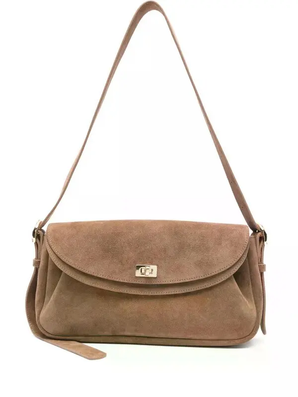 Sandro Le Mambo Suede Shoulder Bag - Neutrals