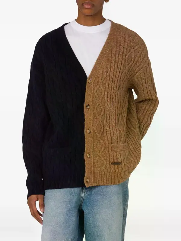 Moschino Cable-knit Two-tone Cardigan