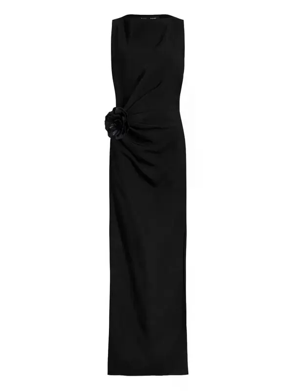 Proenza Schouler Flower-embellished Draped Maxi Dress - Black