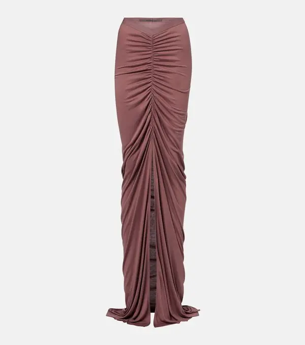 Rick Owens Ruched Jersey Maxi Skirt - Pink