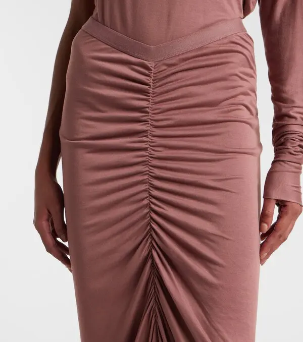 Rick Owens Ruched Jersey Maxi Skirt - Pink