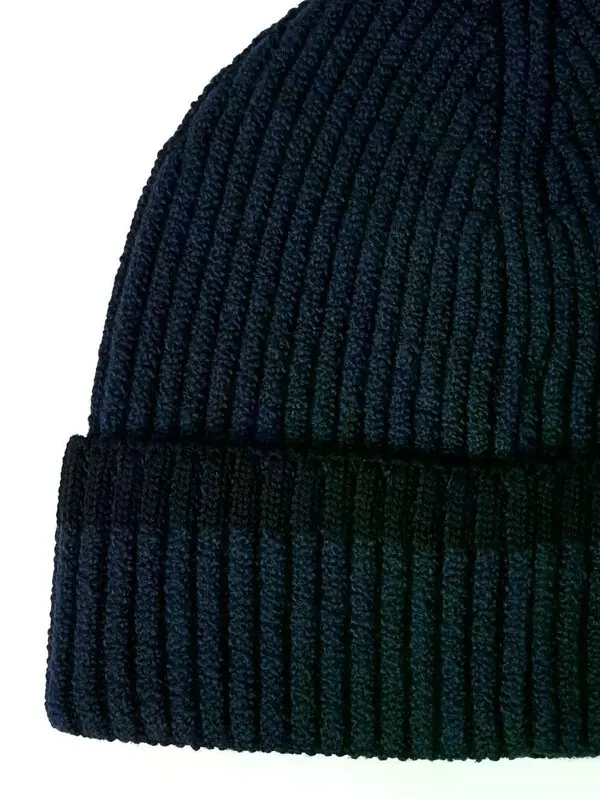 Stone Island Logo-motif Ribbed Beanie - Blue