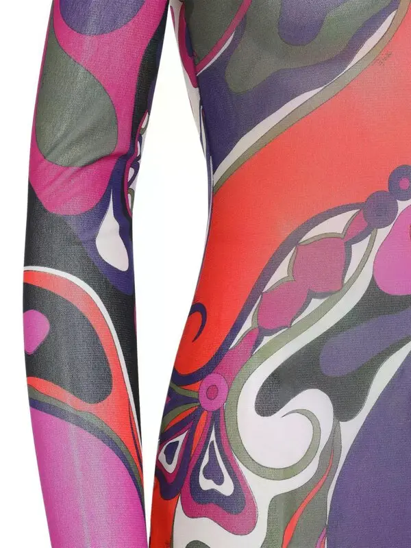 Emilio Pucci Orchidee Print Tulle Maxi Dress - Purple