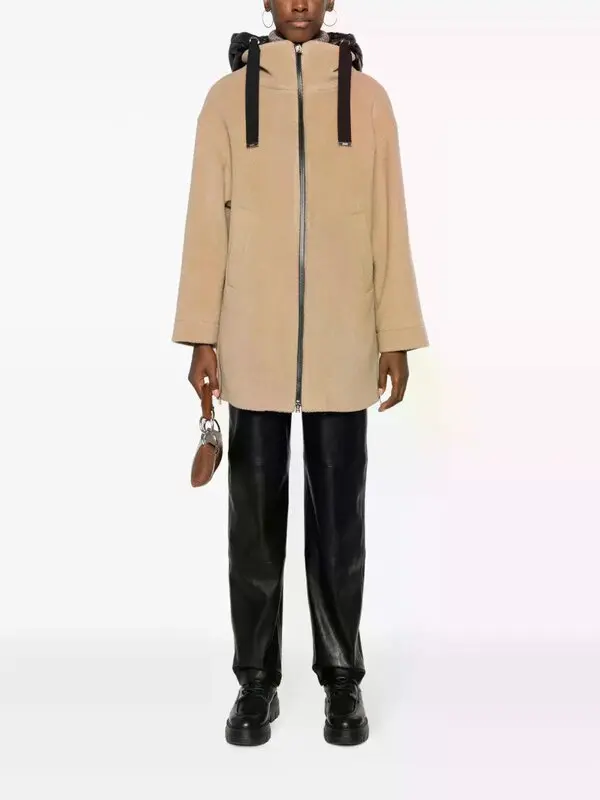 Herno Zip-up Hooded Coat In Virgin Wool