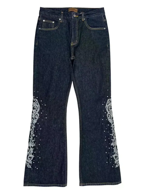 BIRTH OF ROYAL CHILD Pearl Embellished Flared Jeans - Blue