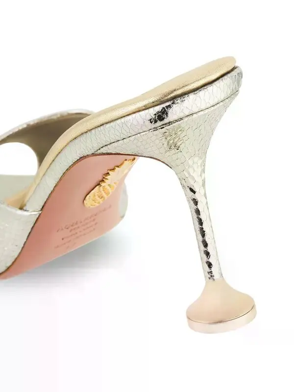 AQUAZZURA Metallic Leather Open-toe Mules - Neutrals