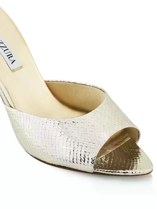 AQUAZZURA Metallic Leather Open-toe Mules - Neutrals