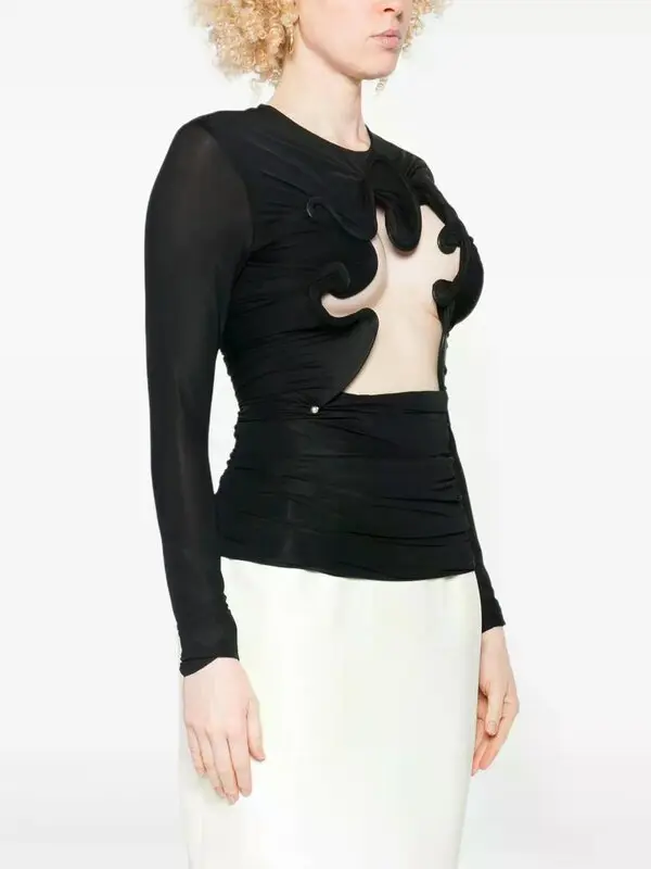 Christopher Esber Draped Neckline Long Sleeve Blouse
