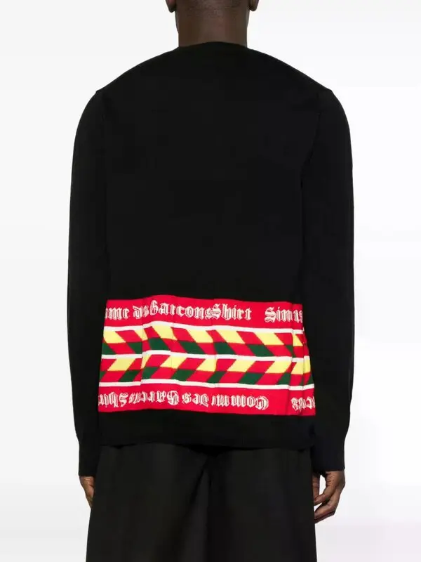 Comme Des Garçons Geometric-pattern Crew Neck Sweater - Black