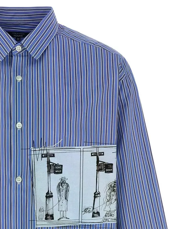 Comme Des Garçons Striped Patches Shirt - Blue