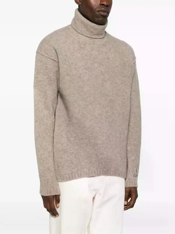 C.P. COMPANY Logo-embroidered Turtleneck Jumper - Neutrals