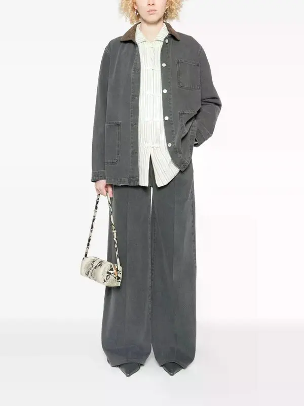 Officine Générale Corduroy Collar Denim Chore Jacket - Grey