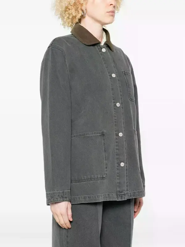 Officine Générale Corduroy Collar Denim Chore Jacket
