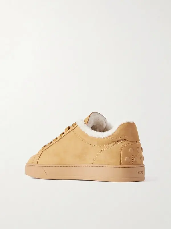 TOD'S Shearling-trimmed Suede Sneakers