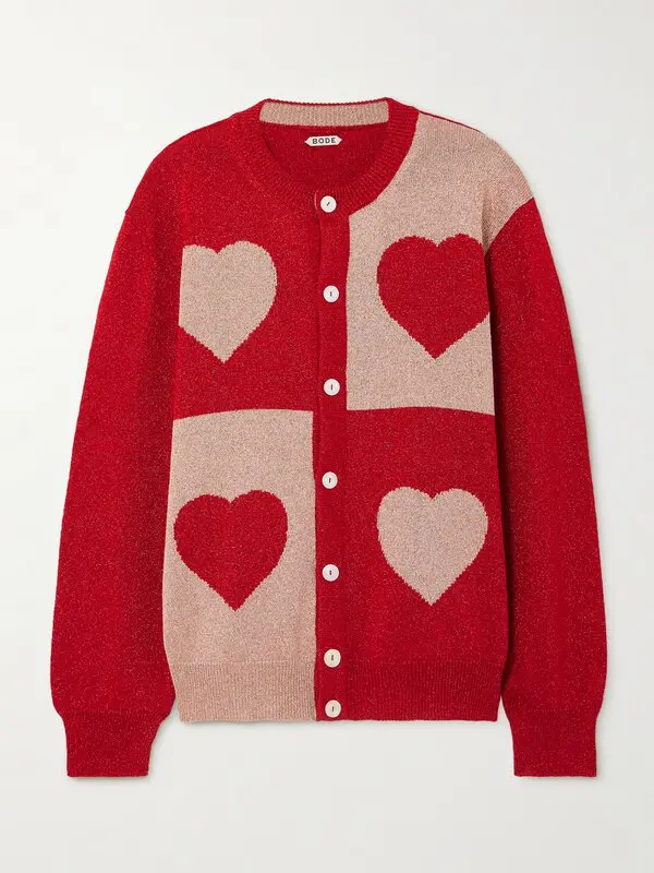 BODE Two-tone Lamé Cardigan - Red