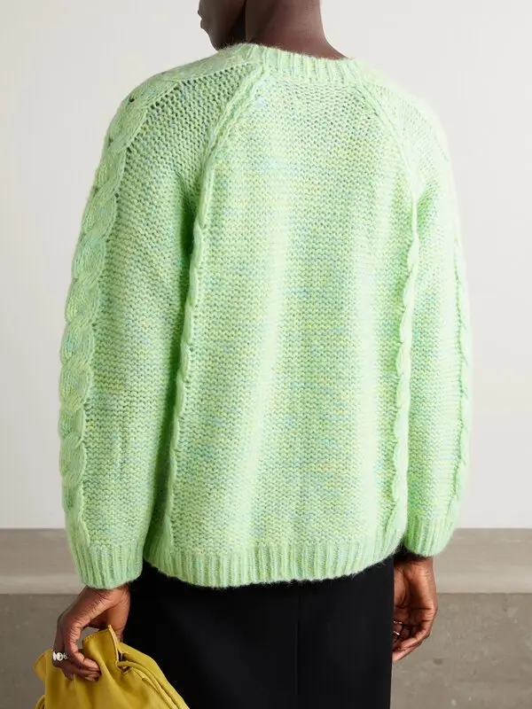 BODE Eiderdown Cable-knit Alpaca, Mohair And Silk-blend Sweater - Green