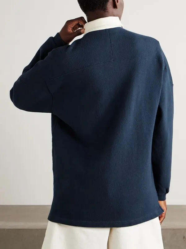 Aimé Leon Dore Crest Embroidered Ribbed Polo Shirt - Blue