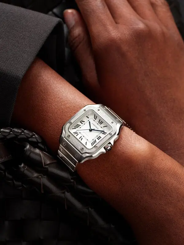Cartier Santos De Automatic Stainless Steel Diamond Watch