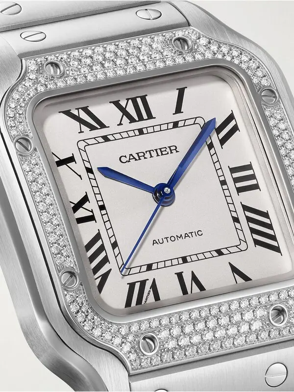 Cartier Santos De Automatic Stainless Steel Diamond Watch