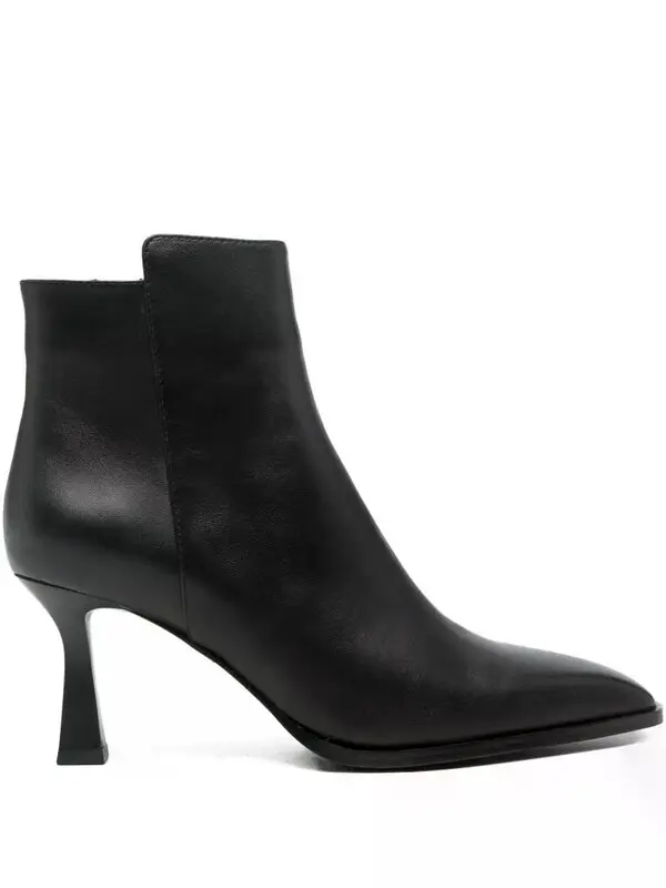Lola Cruz Leather Ankle Boots - Black