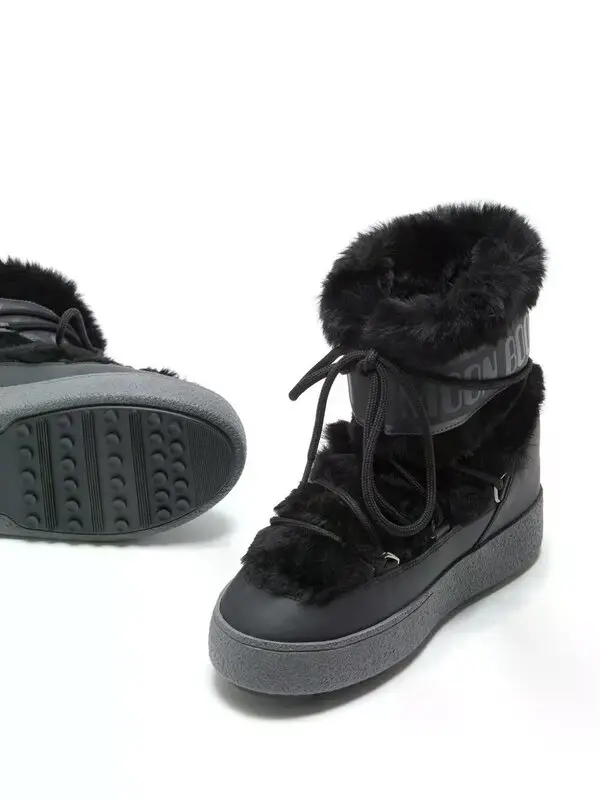 Moon Boot Ltrack Lace-up Faux Fur Waterproof Boots - Black