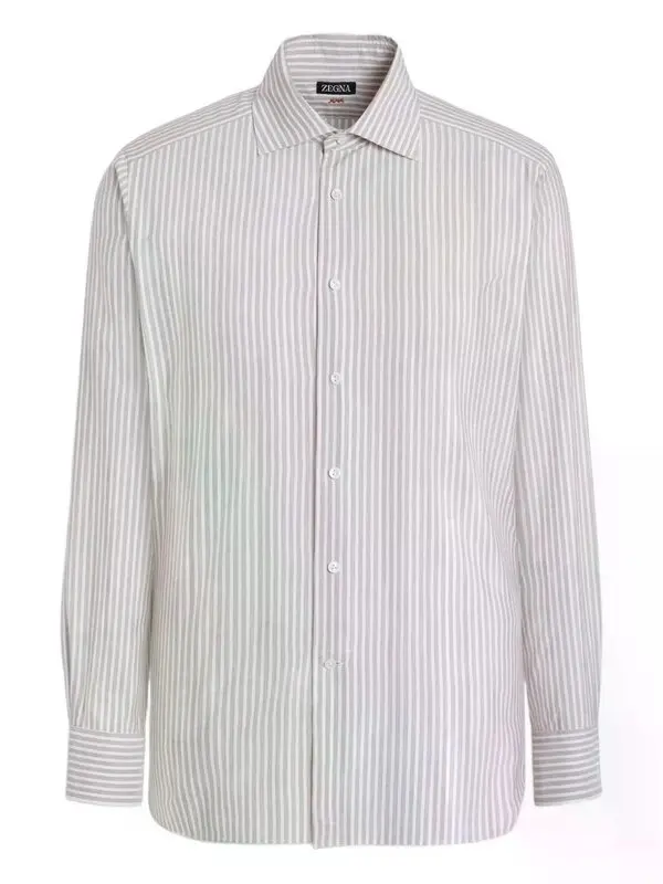 Zegna Striped Silk-cotton Shirt - Grey