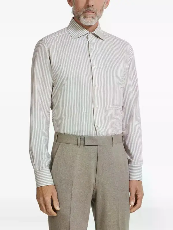 Zegna Striped Silk-cotton Shirt - Grey