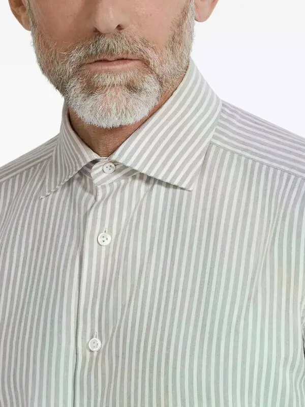 Zegna Striped Silk-cotton Shirt - Grey