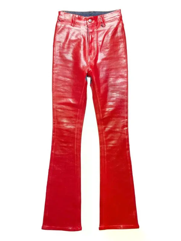 Acne Studios High-waisted Flared Trousers With Latex Finish