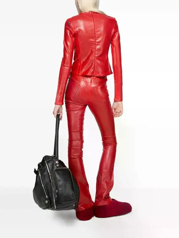 Acne Studios High-waisted Flared Trousers With Latex Finish