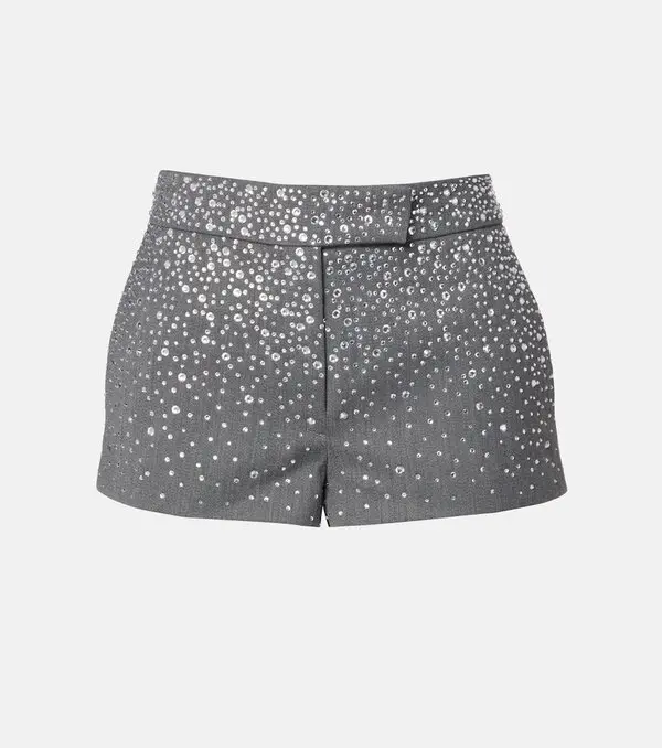 Alex Perry Low-rise Crystal-embellished Shorts - Grey