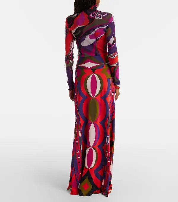 Emilio Pucci Printed Jersey Satin Maxi Skirt - Multicoloured