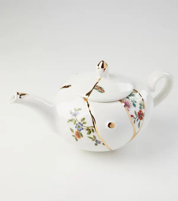 SELETTI Kintsugi Gold-plated Porcelain Teapot Marcantonio Raimondi Malerba - Multicoloured