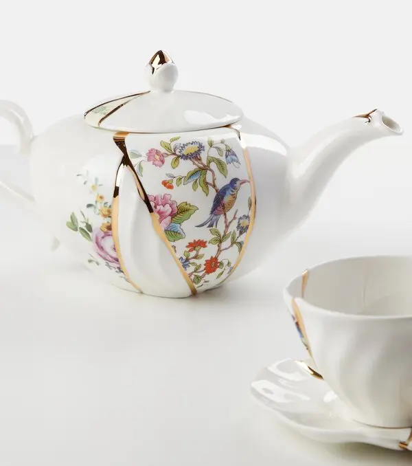 SELETTI Kintsugi Gold-plated Porcelain Teapot Marcantonio Raimondi Malerba - Multicoloured