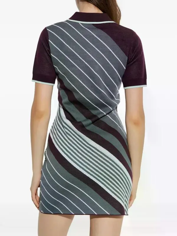Casablanca Striped Polo Dress - Grey
