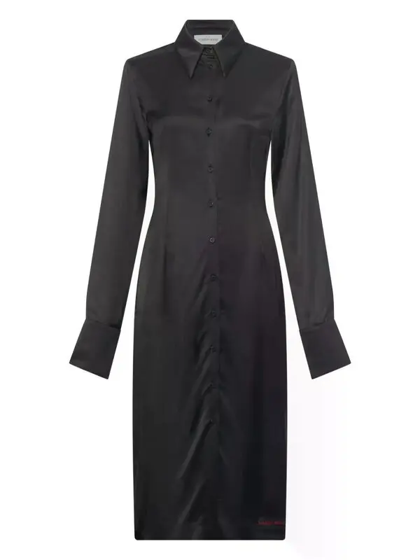 MARINE SERRE Satin Wrapped Shirt Midi Dress