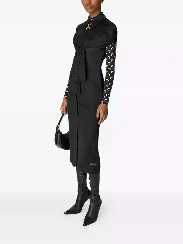 MARINE SERRE Satin Wrapped Shirt Midi Dress
