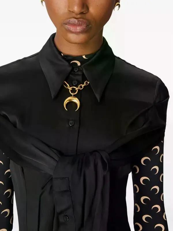 MARINE SERRE Satin Wrapped Shirt Midi Dress