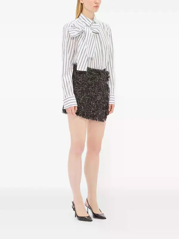 MSGM Tweed Shorts With Fringed Edge - Black