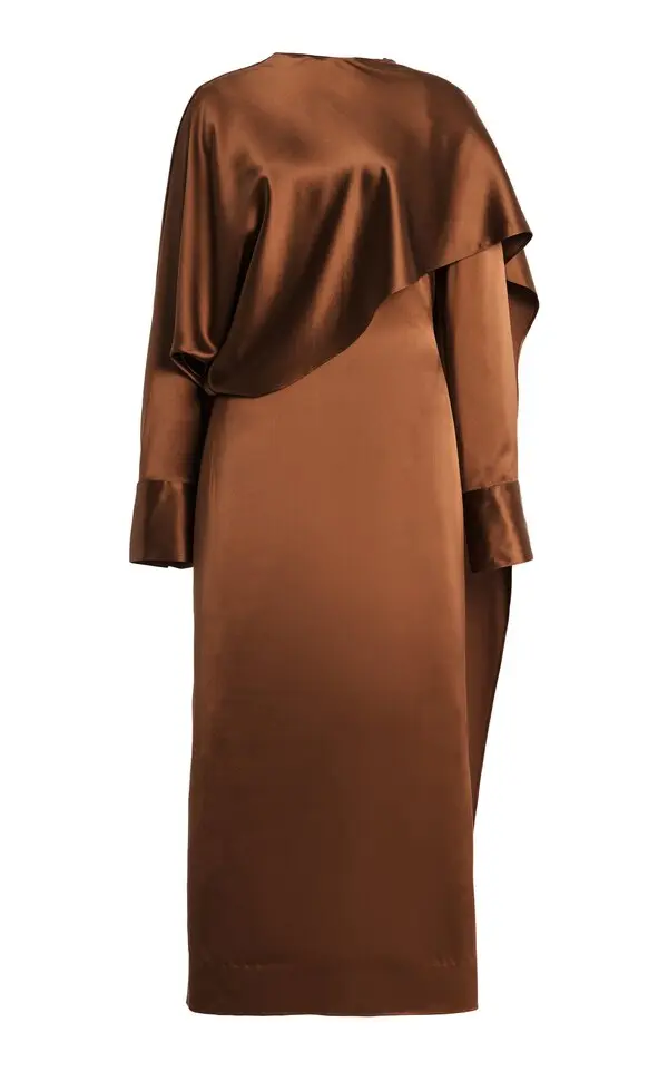 HEIRLOME Carmen Silk Maxi Cape Dress - Tan