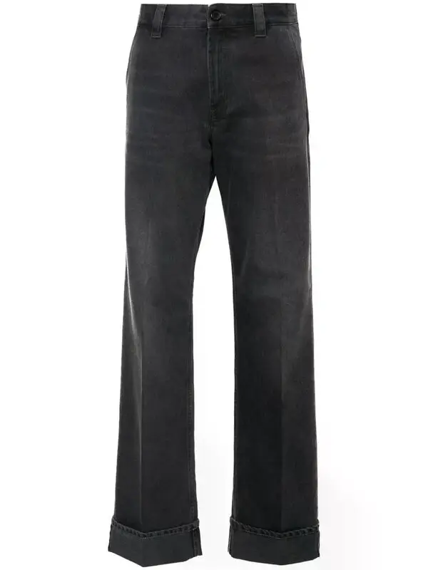 Miu Miu Mid-rise Straight-leg Cotton Twill Trousers - Grey