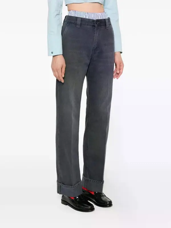 Miu Miu Mid-rise Straight-leg Cotton Twill Trousers - Grey