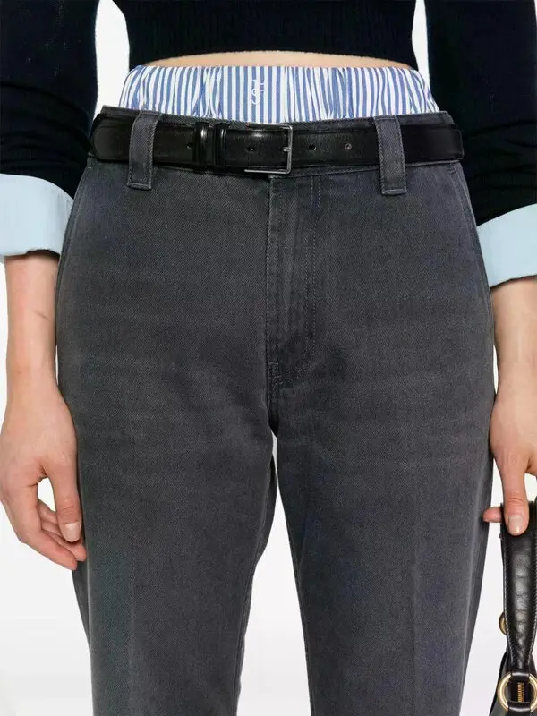 Miu Miu Mid-rise Straight-leg Cotton Twill Trousers - Grey