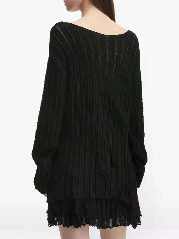 B+AB Ribbed-knit Ruffled Jumpsuit